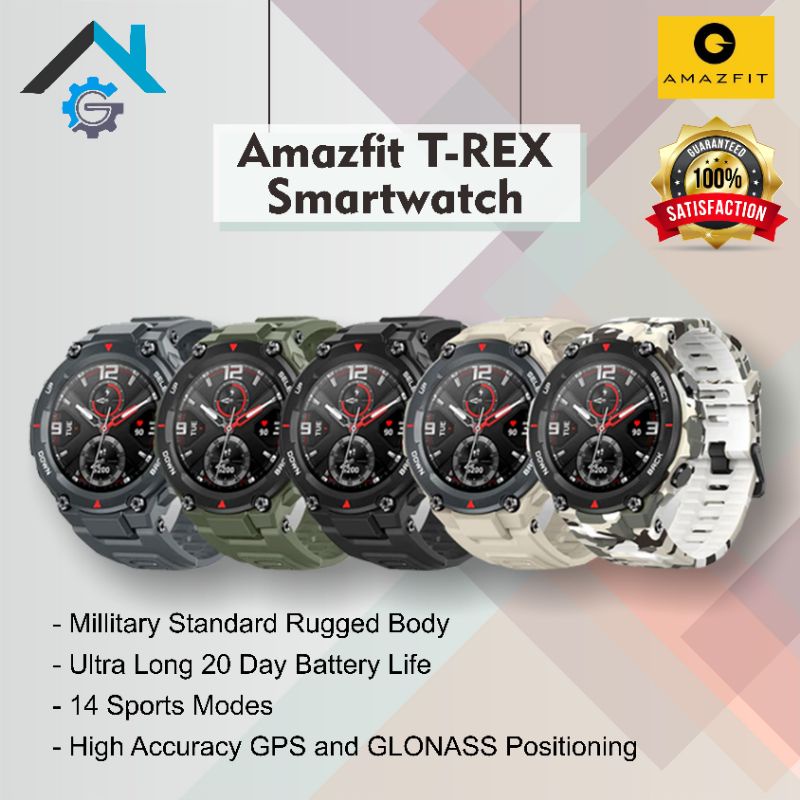 Jual Amazfit T REX Smartwatch GPS Military STD Smart watch T-Rex Trex ...
