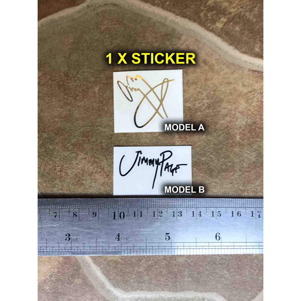 Jual Jimmy Page Signed Sticker Signature Autograph Logo Headstock Sign ...