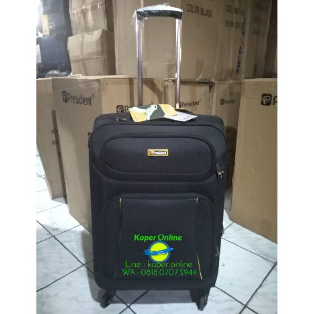 Jual Koper President Original Kanvas Hitam Anti THEFT zipper ukuran ...