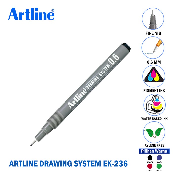 Jual ARTLINE EK-236 DRAWING PEN SYSTEM 0.6MM | Shopee Indonesia