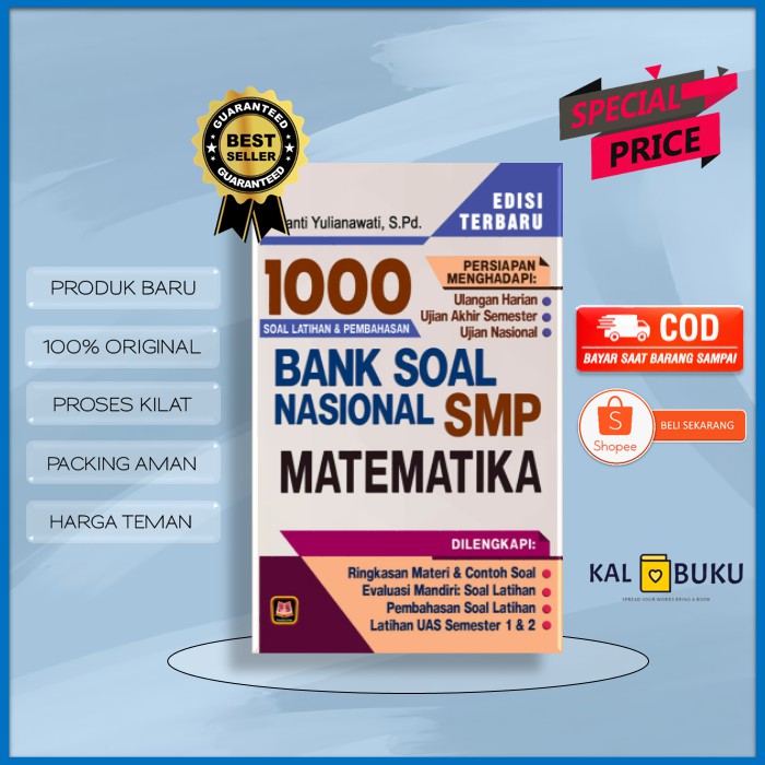 Jual Buku Bank Soal Ujian Nasional UN Matematika SMP 1000 Soal Latihan ...