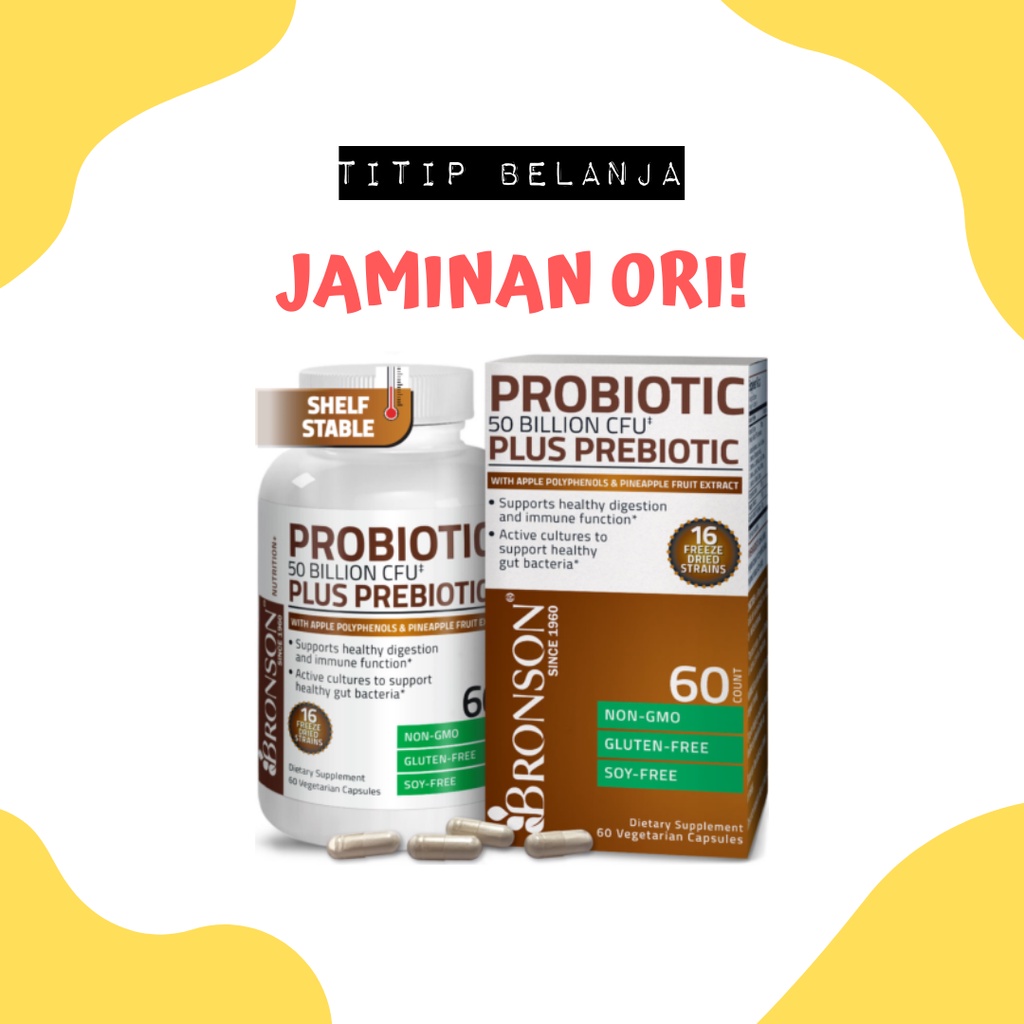 Jual Bronson Probiotic Plus Prebiotic - 50 Billion CFU Vitamin Probiotik Kesehatan Pencernaan ...