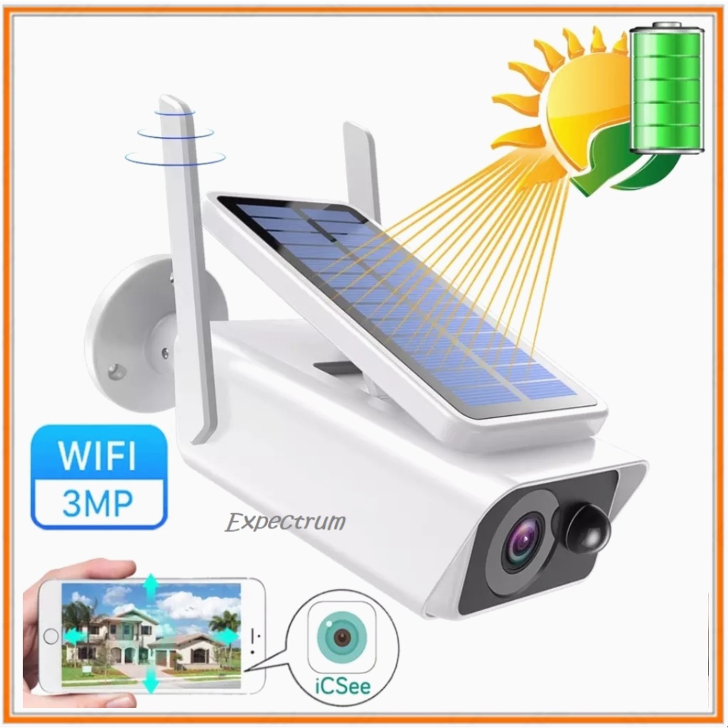 Jual IP Camera Solar Panel Wifi ICSEE 3MP, 2 Infrared | Shopee Indonesia