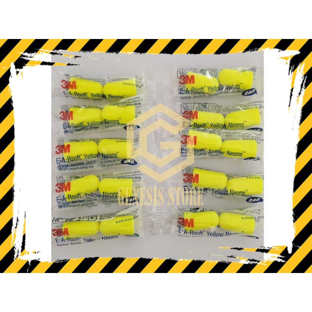 Jual EARPLUG 3M 1250 YELLOW NEON SEPASANG PENYUMBAT TELINGA DARI DEBU SAAT KERJA DAN ANTI SUARA ...