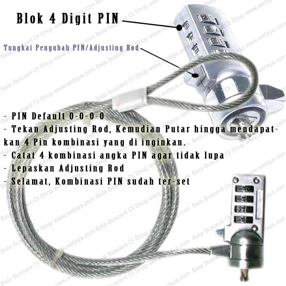 Jual Gembok Laptop Kunci Docking Notebook Kode Angka 4 Pin Security ...