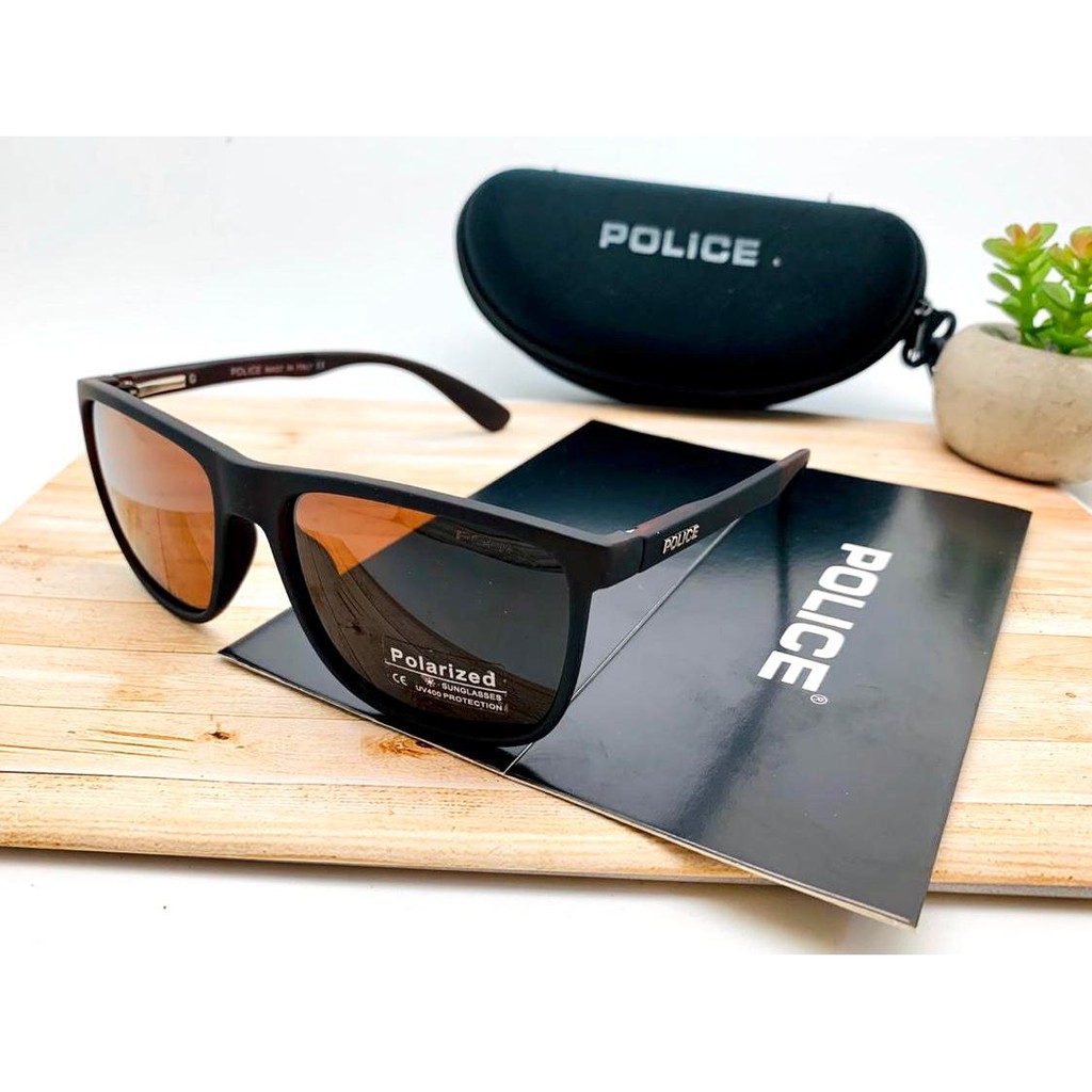 Jual Kacamata Hitam Pria POLICE polarized+UV 400 protection lensa coklat | Shopee Indonesia
