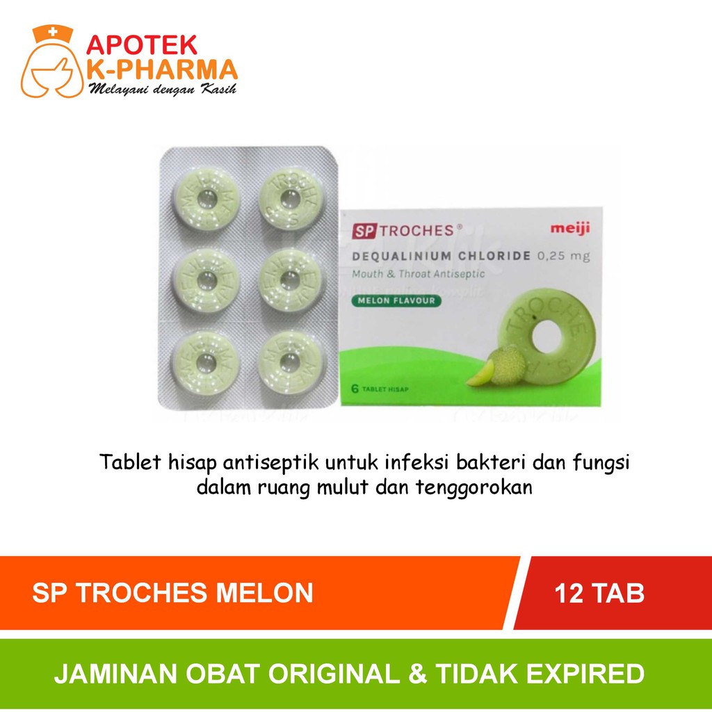 Jual SP Troches Rasa Melon Strip Isi 12 Tablet Obat Original Meiji ...