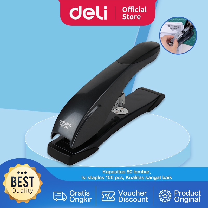 Jual Deli Stapler Heavy Duty 20~60sheets Penutup TPE untuk kenyamanan ...