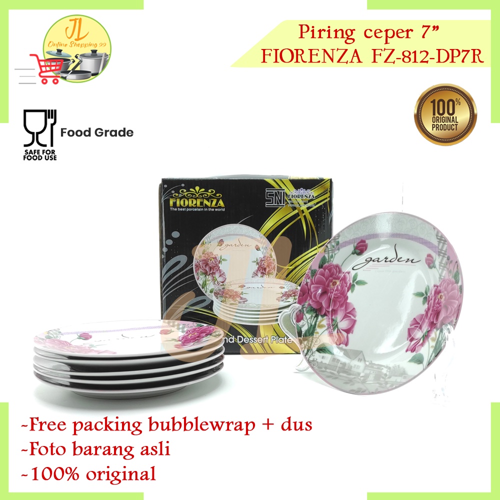 Jual Piring kue saji ceper 7" / piring set motif FIORENZA FZ-812-DP7R ...