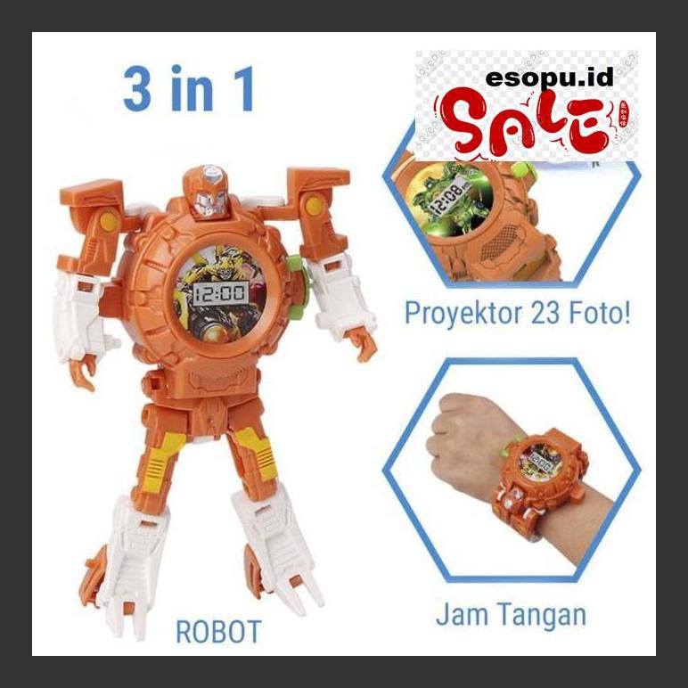 Jual Am7Ej74 Jam Tangan Mainan 3In1 Robot Transformer Proyektor 23 ...
