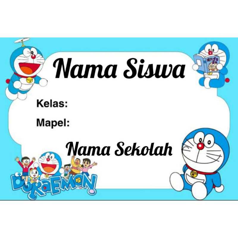 Jual (ISI 50 PCS) LABEL BUKU SEKOLAH ANAK MOTIF DORAEMON BIRU MUDA ...