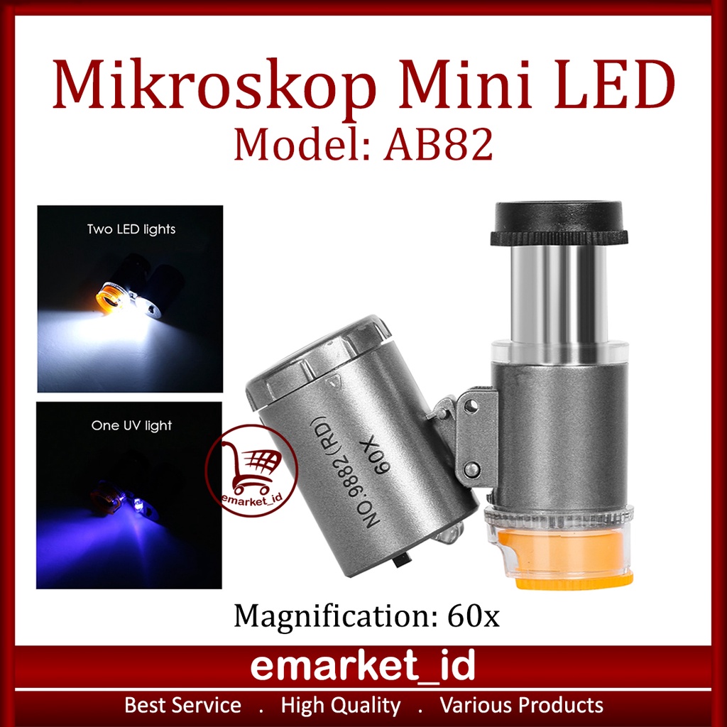 Jual Mikroskop Saku Mini 60x AB82 / Microscope Portable LED Currency ...