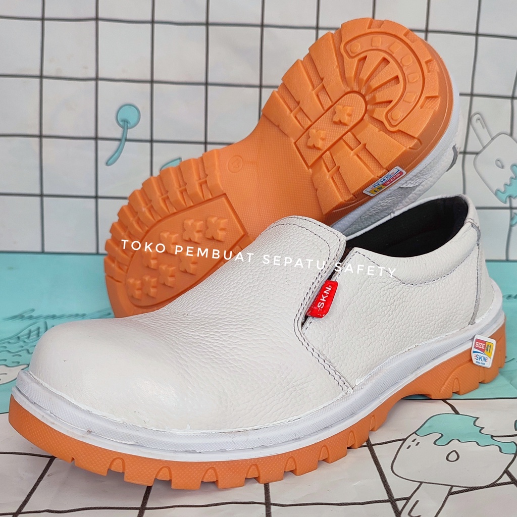 Jual Sepatu Safety Putih Kulit Sapi Asli Ujung Besi Keselamatan Kerja ...