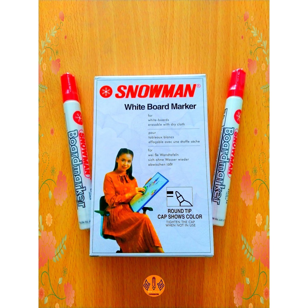 Jual Spidol Warna White Board Snowman BG-12 W/Board Marker Merah ...