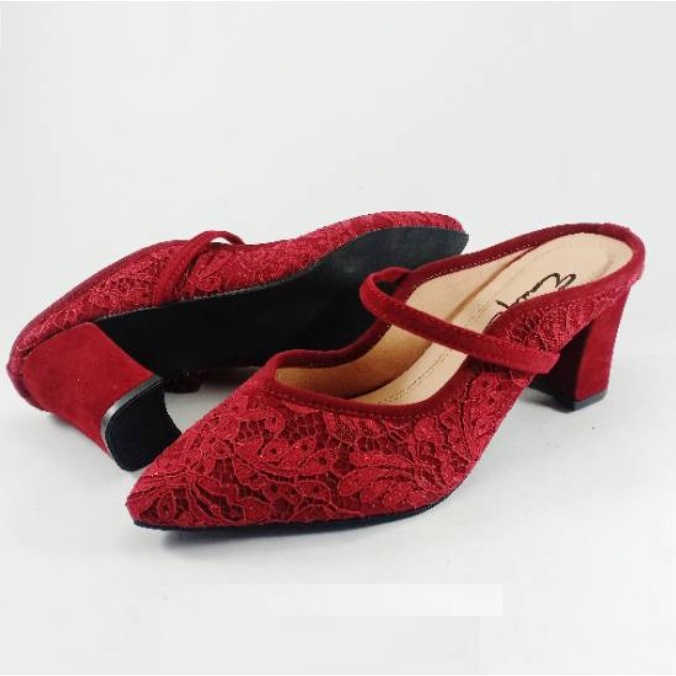 Jual SANDAL SELOP TUTONG BUSTONG HIGH HEELS WANITA CEWEK PESTA MERAH ...