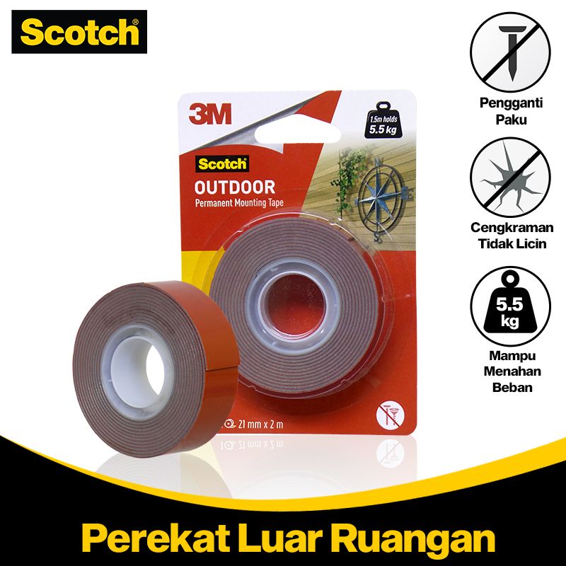 Jual 3M Scotch Perekat Double Tape 21mm x 2m VHB Outdoor Permanent Mounting Tape Pengganti Paku ...