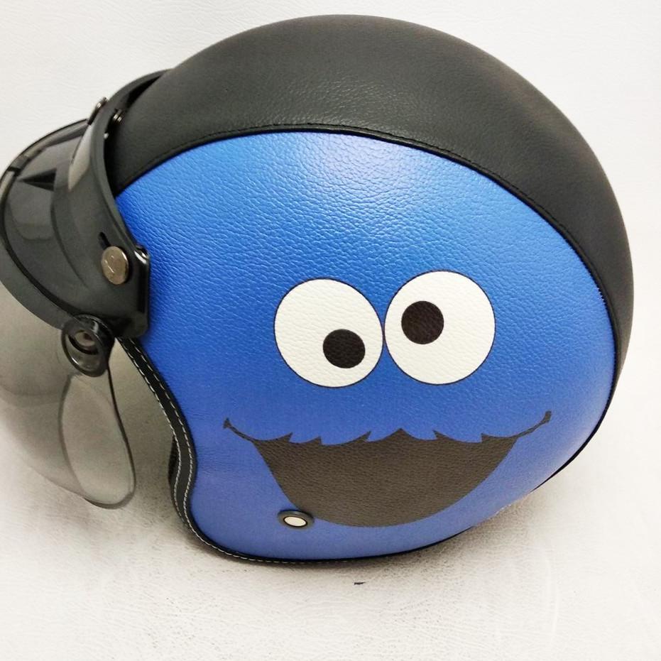 Jual Trend - Helm Retro Bogo Kulit Motif Cookie Monster Klasik Kaca ...