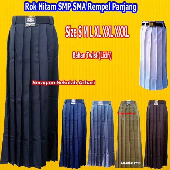Jual Rok SMP Hitam Rempel-Rok Sekolah SMA Hitam Rempel Rok SMP-Rok SMA ...