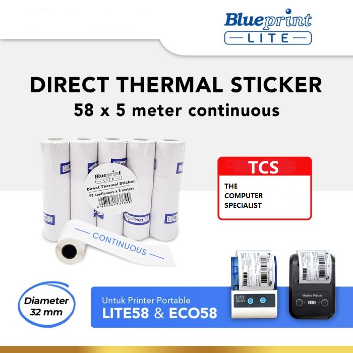 Jual BLUEPRINT LITE - Direct Thermal Sticker / Label 58mm x 5m ...