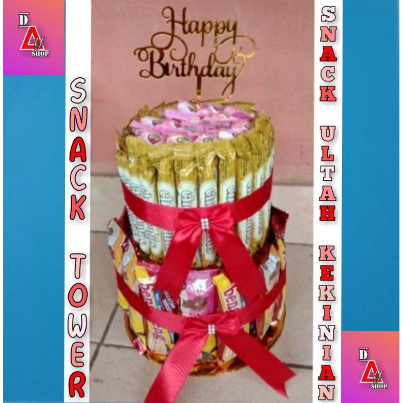 Jual SNACK TOWER ULANG TAHUN / TOWER SNACK ULTAH KEKINIAN / KUE ULTAH ...
