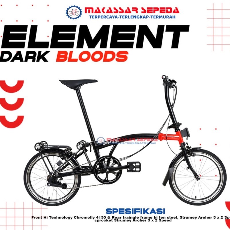 Jual SEPEDA LIPAT ELEMENT PIKES GEN 2 6 SPEED DARK BLOOD VBRAKE ...