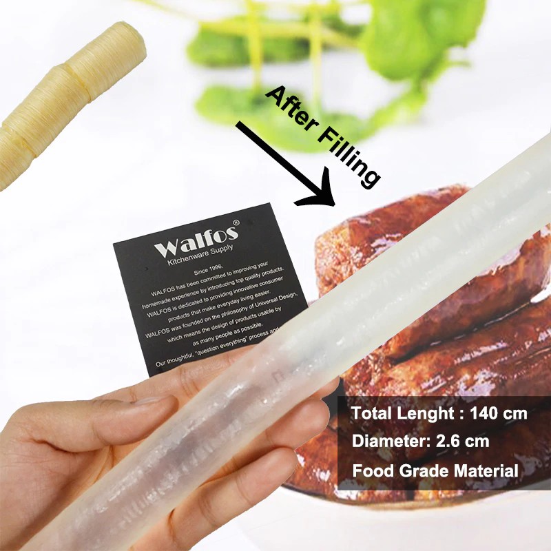 Jual WALFOS 14m36mm Dry Pig Sausage Casing Tube Meat Sausages Casing ...