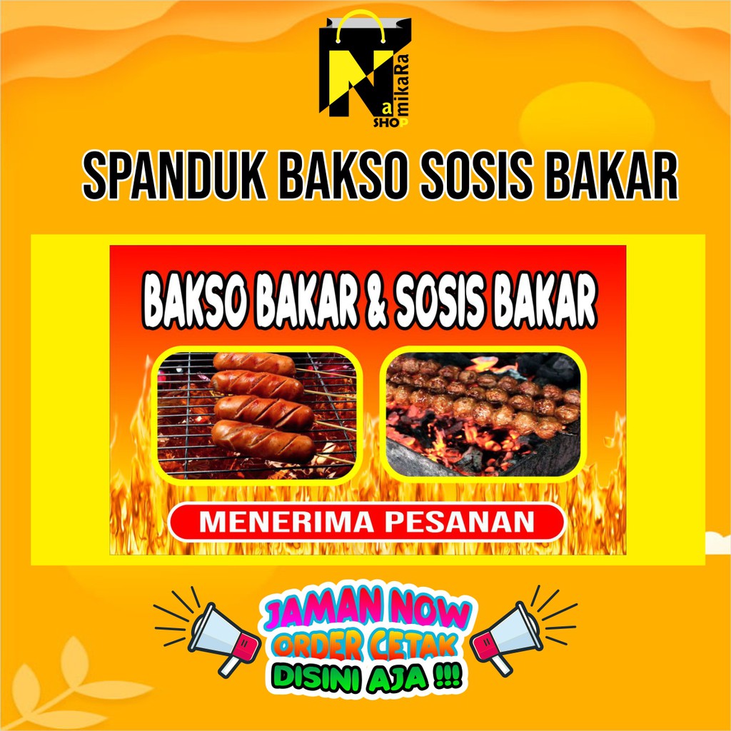 Jual Spanduk Banner Backdrop Sosis dan Bakso Bakar/ Banner Jajanan ...