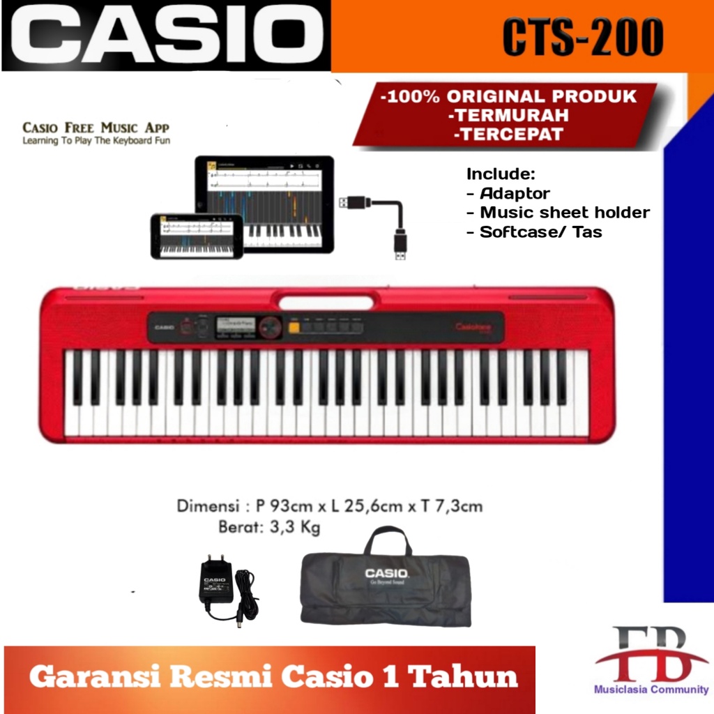 Jual Keyboard Casio CTS 200 / CT S200 / Alat Musik Keyboard CT-S 200 ...