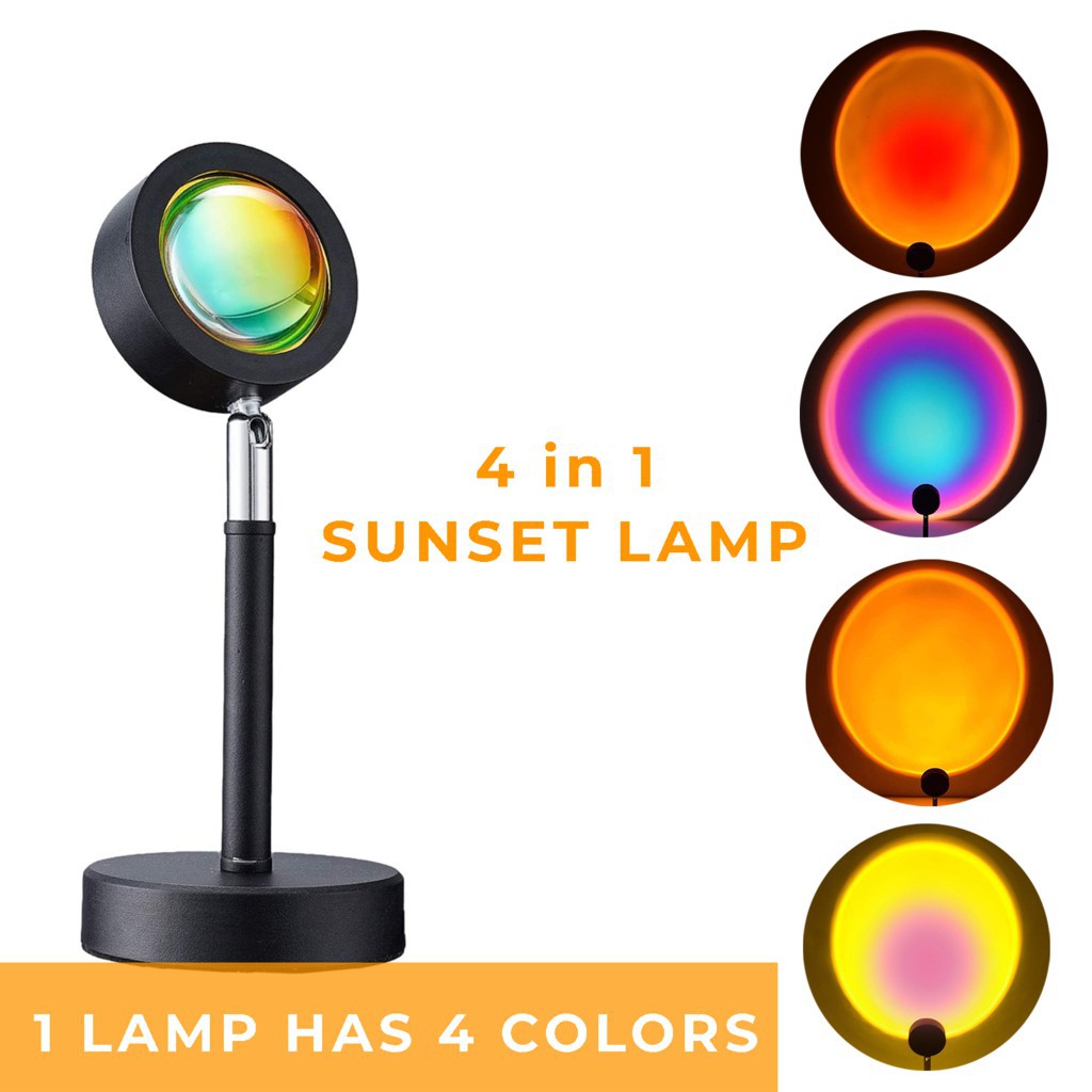 Jual Lampu Sunset LED Sunset Lamp 4 in 1 LED Proyektor Lampu Warna ...