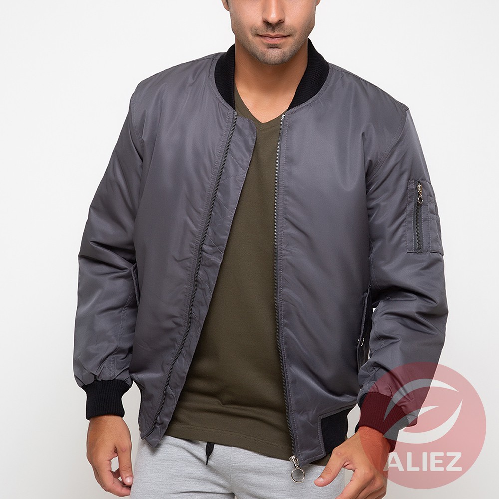Jual Cole Jaket Pria Bomber Klasik Abu-abu | Shopee Indonesia