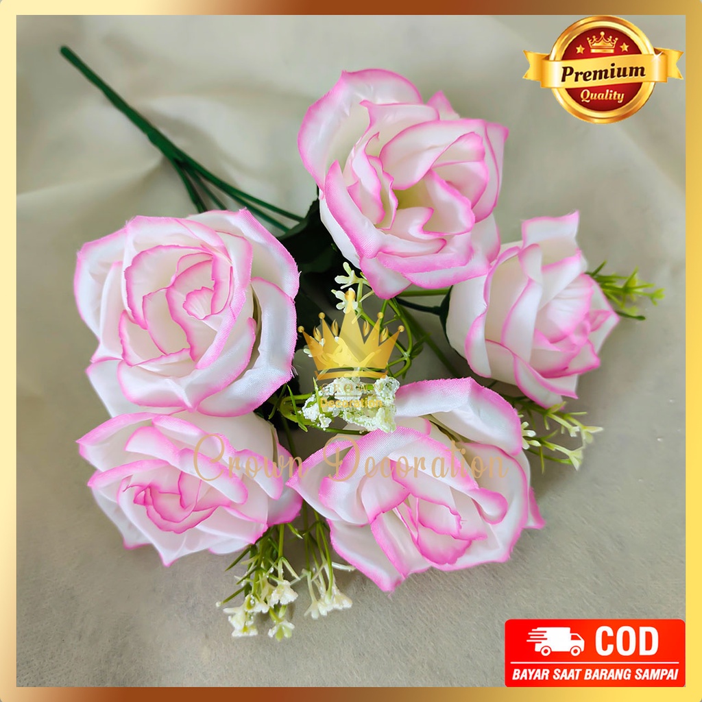 Jual Bunga Rose Tropis Cabang 5 Artificial Premium - Mawar Kuncup ...