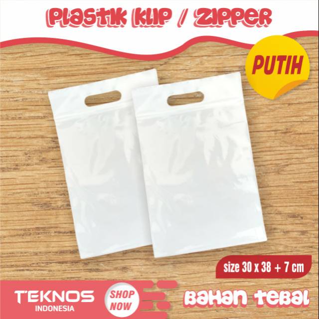 Jual PLASTIK ZIPLOCK BAJU - PLASTIK KLIP BESAR BAJU 30x38+7 cm PUTIH ...