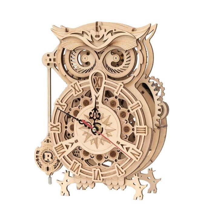 Jual ROLIFE Robotime Owl Clock Lk503 Battery Mechanical Gears Kit Hobby ...