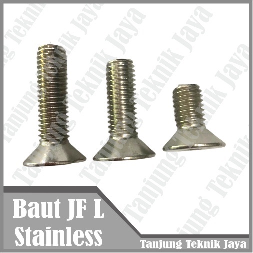 Jual Baut JF L Stainless M5 / Baut JF L Stenlis 5mm / Baut countersunk ss DRAT HALUS PAKAI KUNCI ...