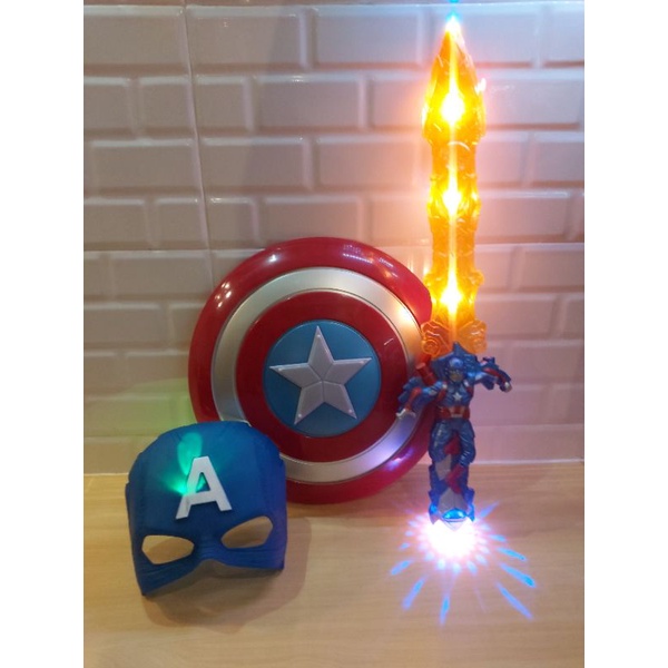 Jual PAKET MAINAN ANAK TOPENG TAMENG PEDANG AVENGERS CAPTAIN AMERICA ...