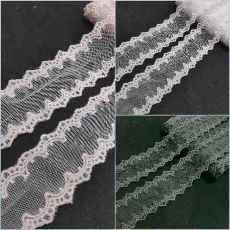 Jual Renda tile tengah cantik varian warna (Per50cm) | Shopee Indonesia