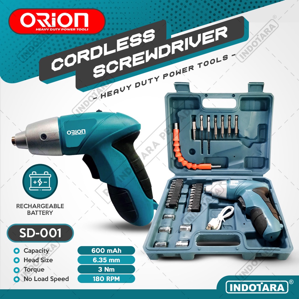 Jual Orion Cordless Screwdriver / Bor Obeng Baterai 3.6Volt | Shopee ...