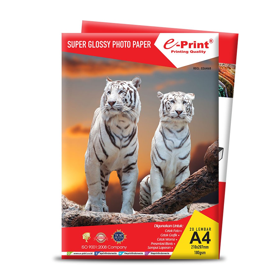 Jual Kertas Foto Glossy Paper Alumunium Pack 180gsm A4 20lembar e-Print ...