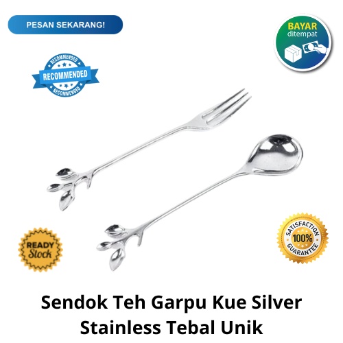 Jual [BISA COD] Sendok Teh Garpu Kue Silver Stainless Tebal Unik Mewah ...