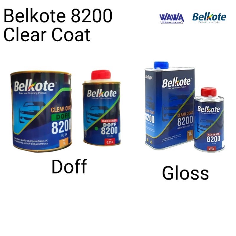 Jual clear pernis Belkote 8200 clear coat PU 2k doff dan gloss 1.25 ...
