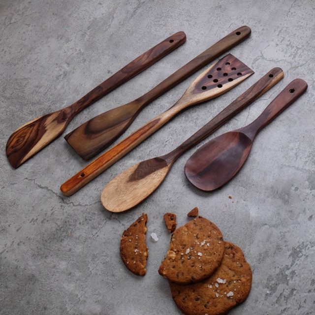 Jual Set of 5 SONO Wooden Sutil / Pero Sutil Kayu Tahan Panas / Spatula ...