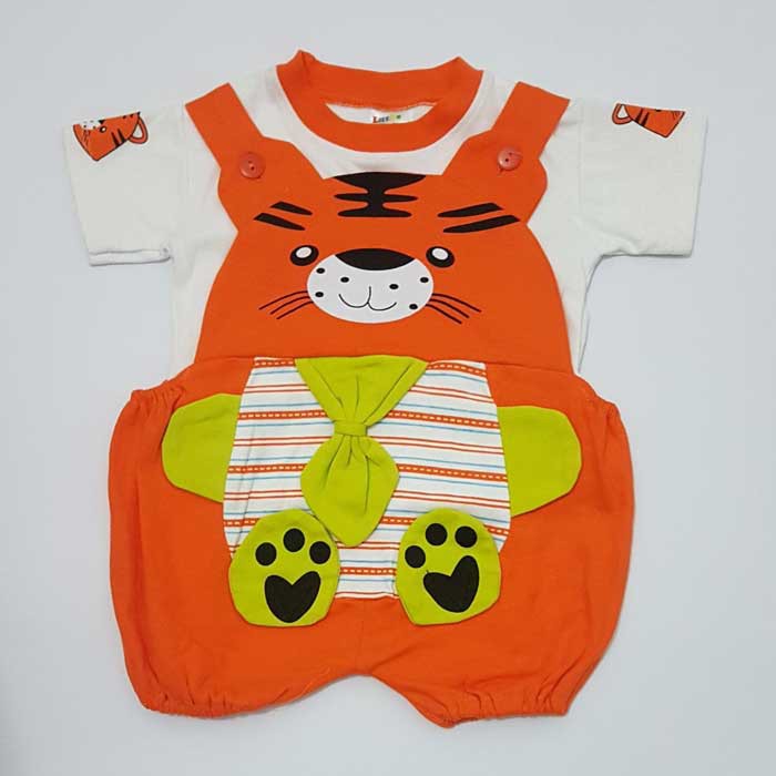 Jual Baju Bayi model Suspender dengan motif Macan warna oranye | Shopee ...