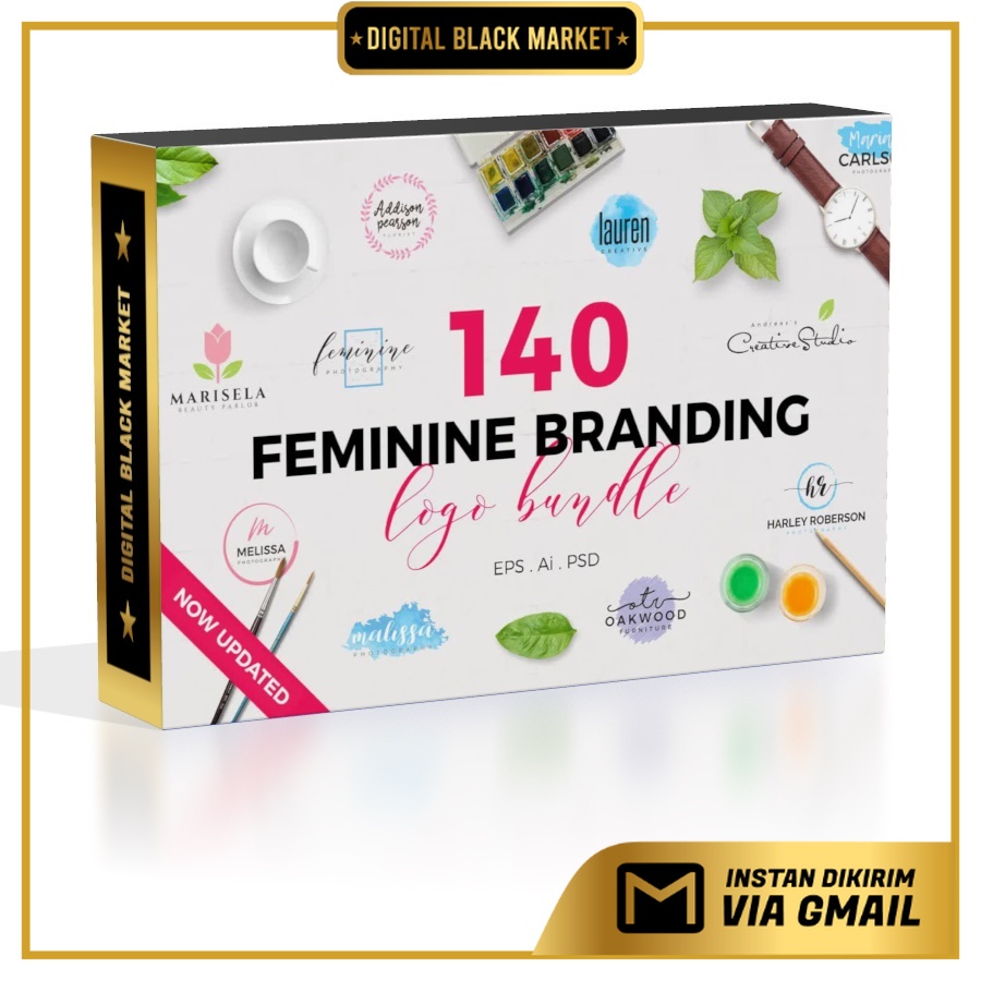 Jual 140 Feminine Branding Logo Bundle - Photoshop & Illustrator ...
