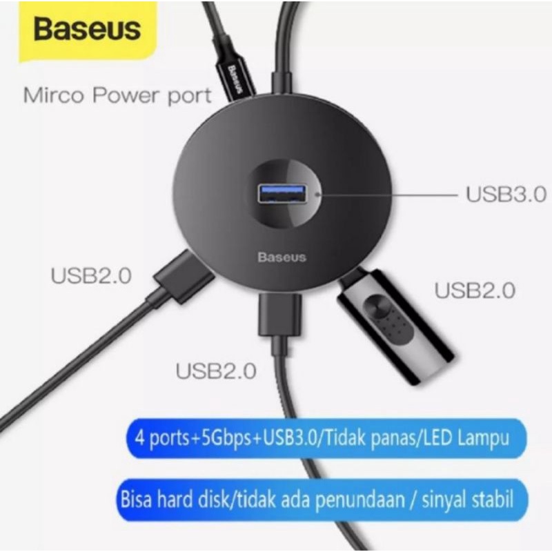 Jual Baseus USB HUB Adaptor Hub Multi Port Adapter BS-OTG-USBUSB4-BK 10 ...