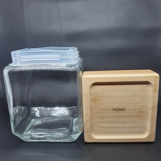 Jual Promo Fujinex Toples Kaca Kotak Tutup Kayu FX732 / Toples Kue ...