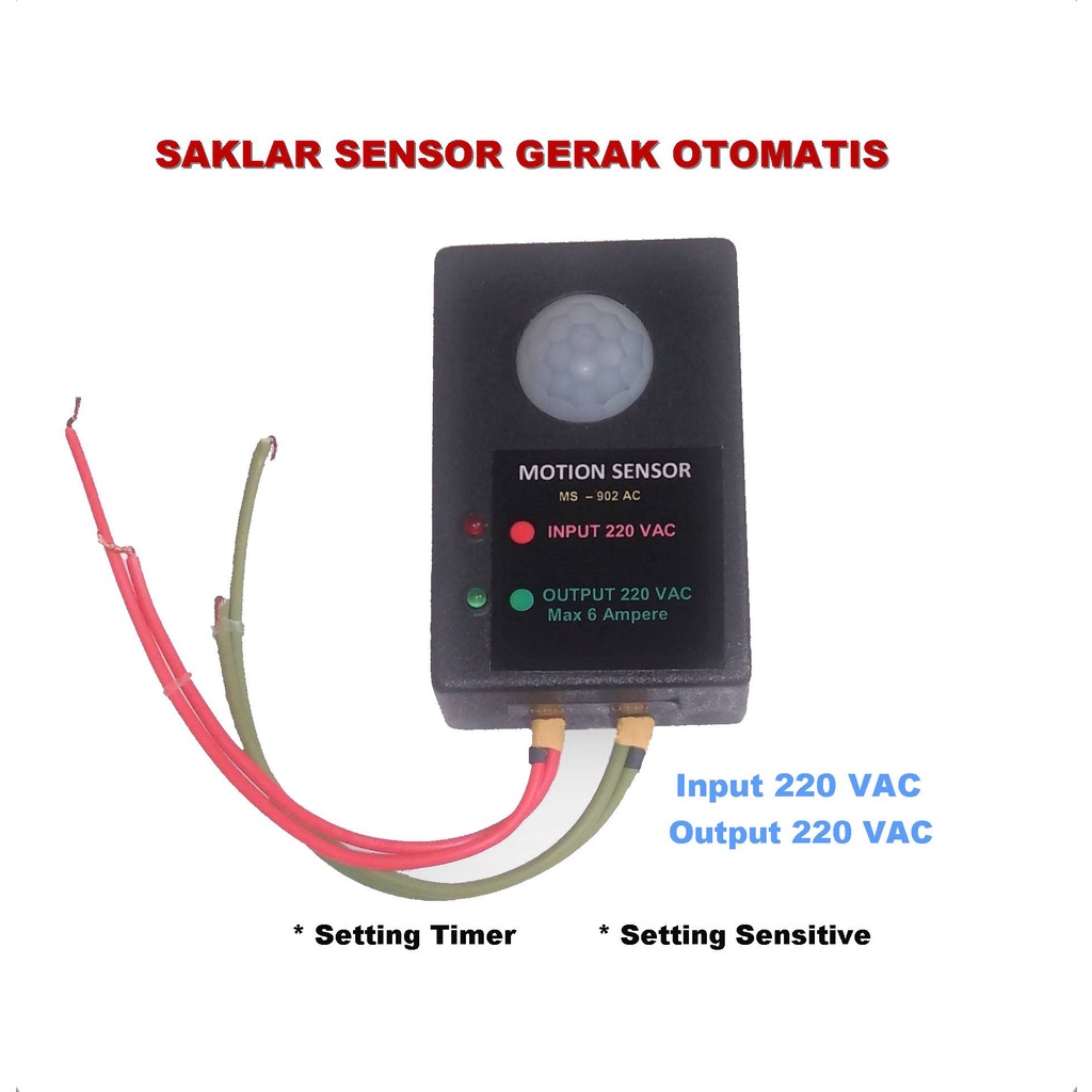 Jual Saklar Sensor Gerak Otomatis ( PIR ) / Motion Detector AC 220 Volt ...