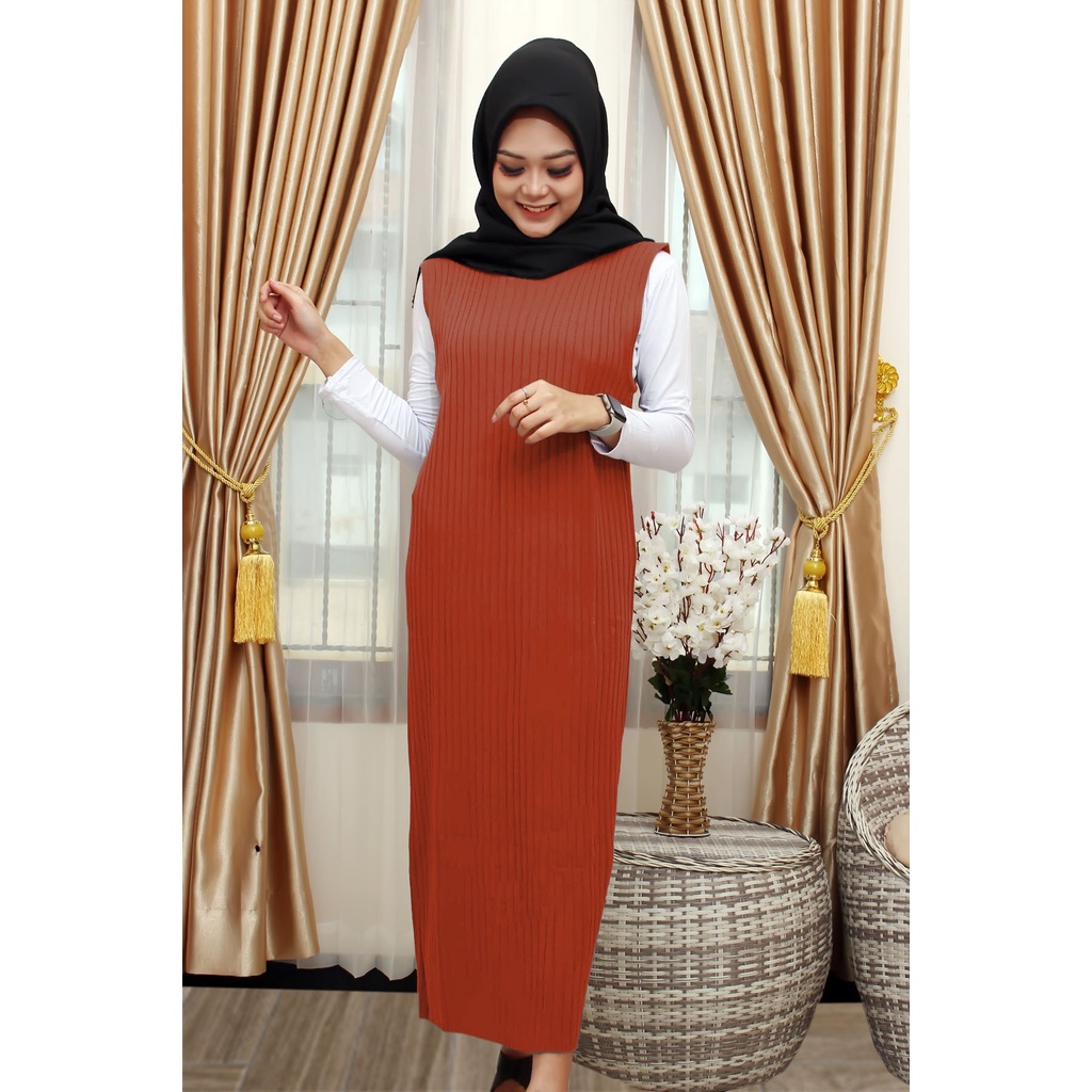 Jual Long Dress Rajut Basic Inner Span Tanpa Lengan - 2 ukuran | Shopee ...