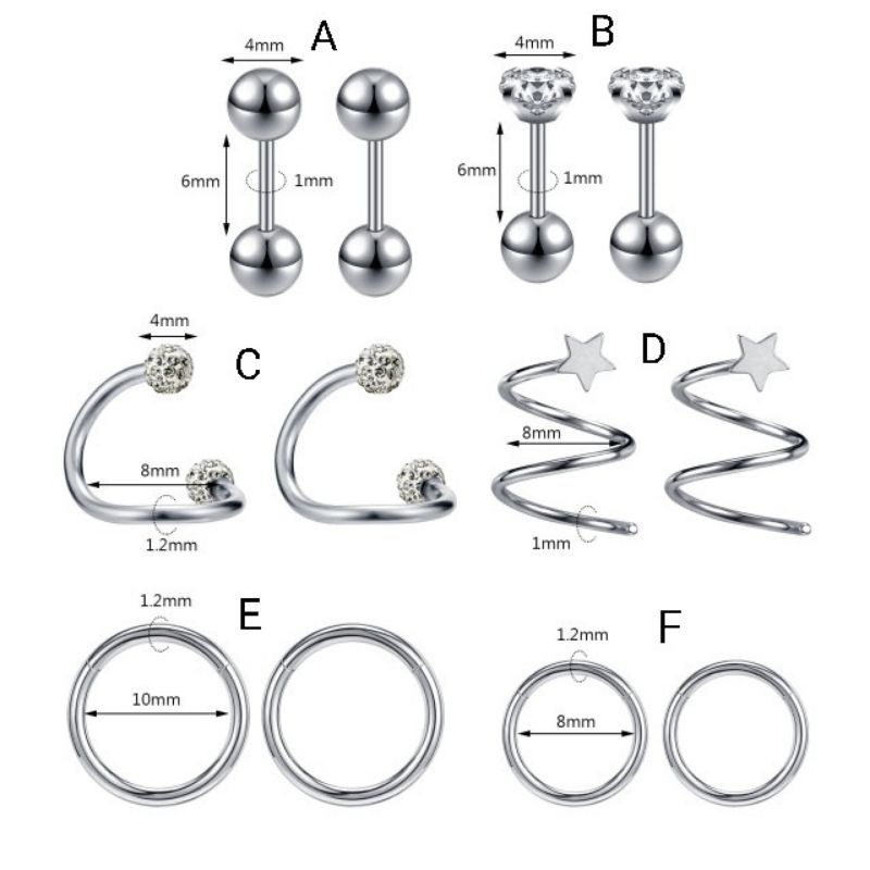 Jual 1PCS Piercing Anting Earring Spiral Helix Tragus Labret Septum ...