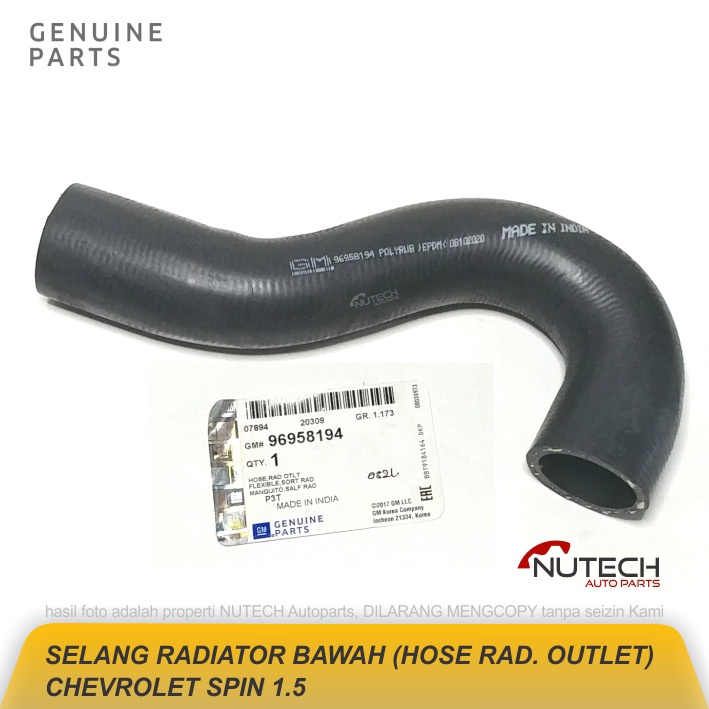Jual Selang Hose Radiator Outlet Bawah Chevrolet SPIN 1.5 1500 cc ...
