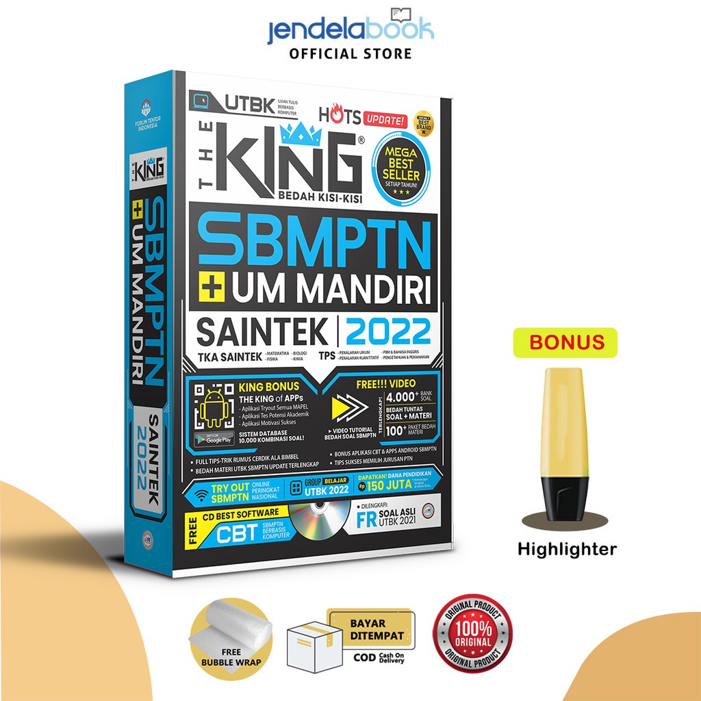 Jual Buku The King Bedah Kisi-Kisi SBMPTN Saintek 2023 & UM Mandiri TPS HOTS + Free Bubble Wrap ...